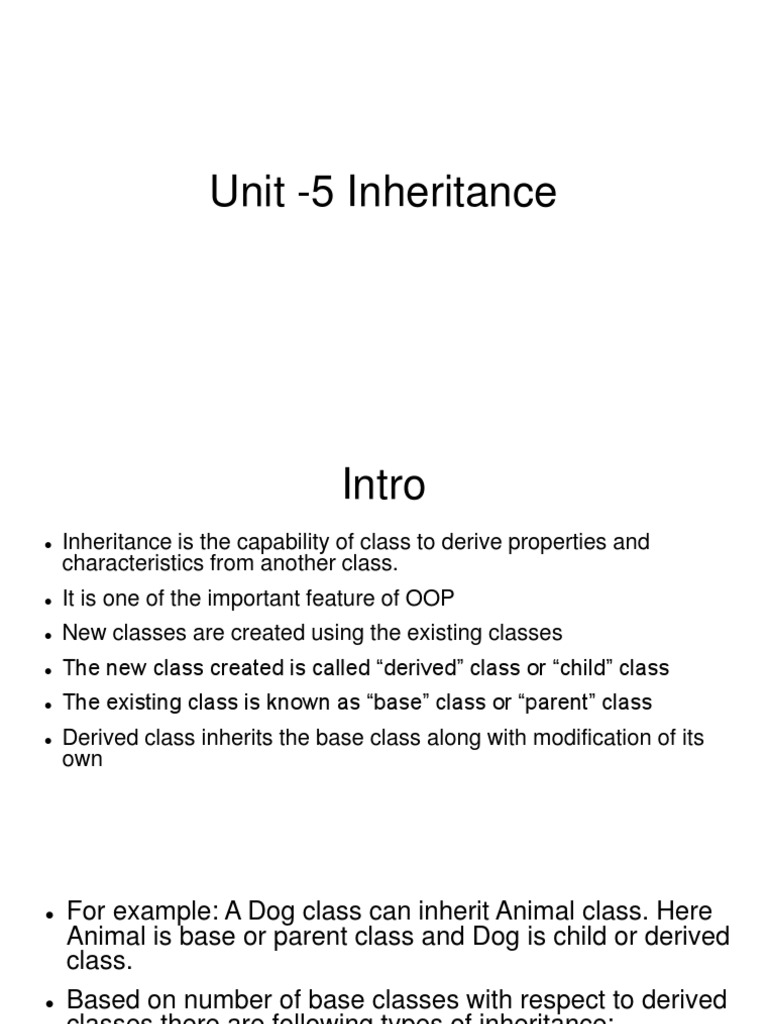 Unit 5 Inheritance Download Free Pdf Class Computer Programming Inheritance Object 