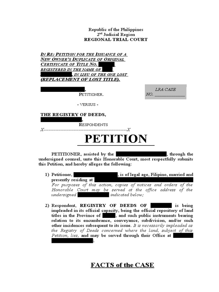 Petition | PDF | Deed | Civil Law (Common Law) Petition | PDF | Deed | Civil Law (Common Law)