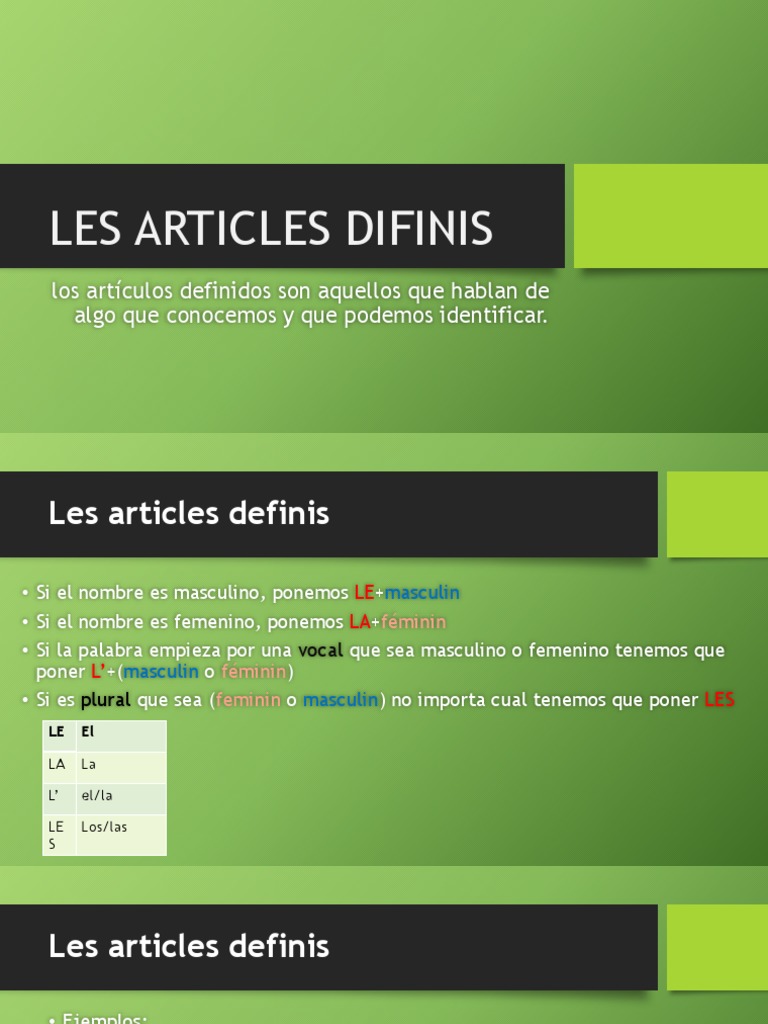 6ieme Les Article Difinis, Indefinis, Partitifs A1 | PDF | Ciencia ...