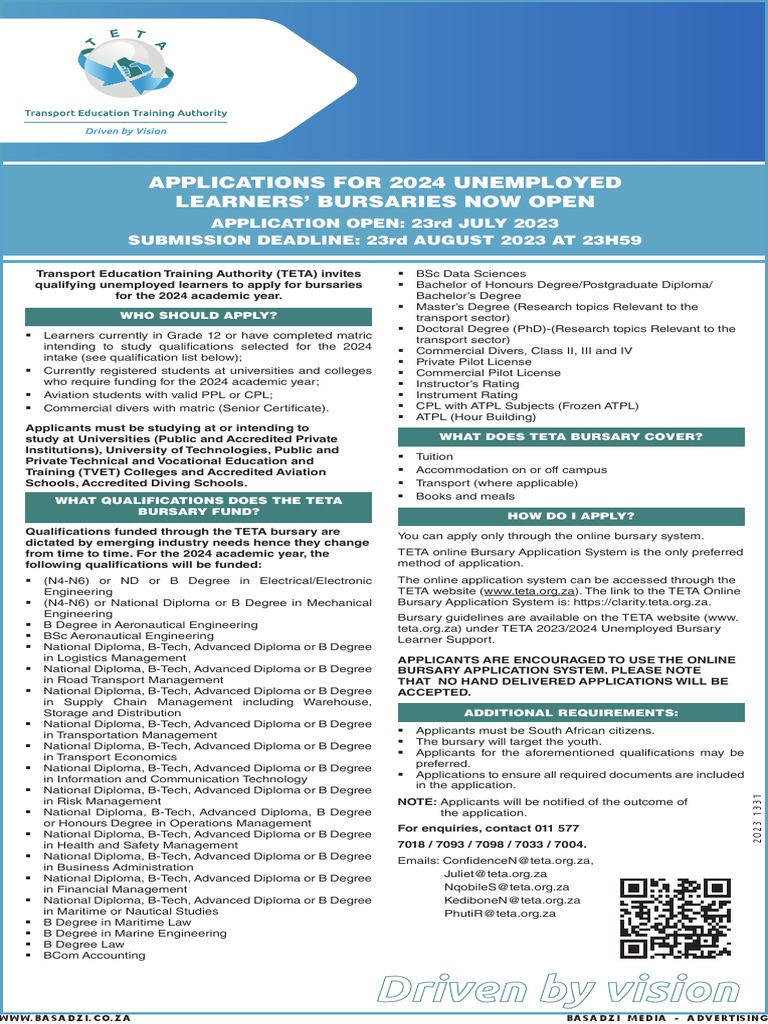 2024 TETA Bursaries for Unemployed Learners | PDF | Academic Degree | Bachelor's Degree