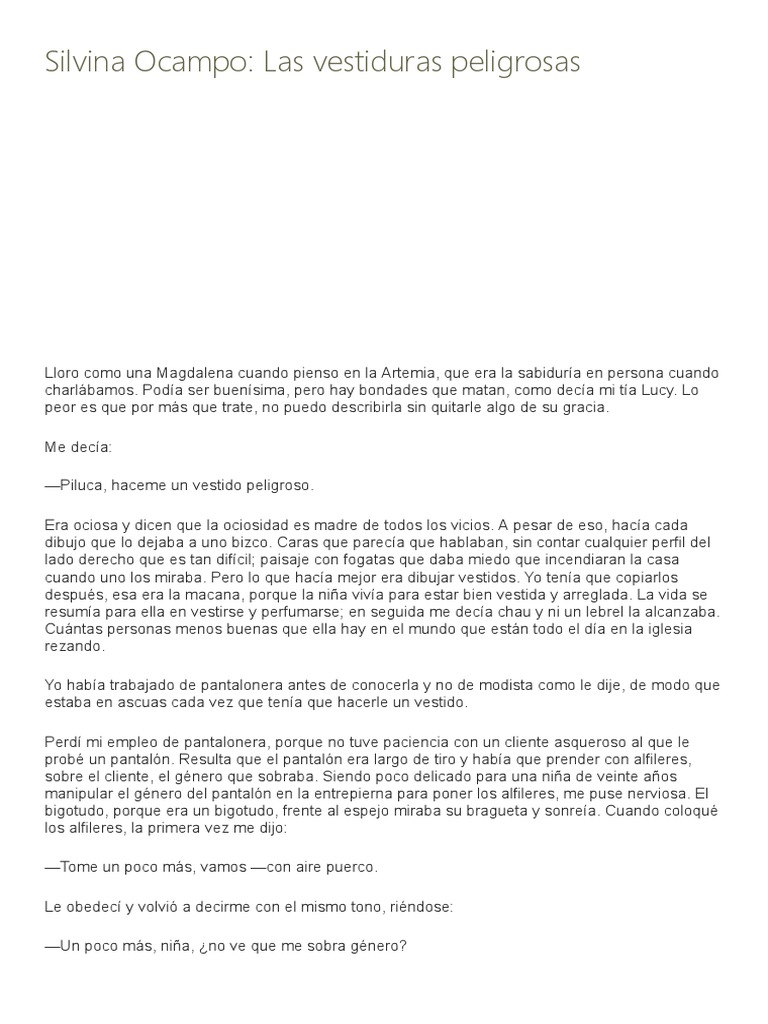 Las Vestiduras Peligrosas de Silvina Ocampo | PDF