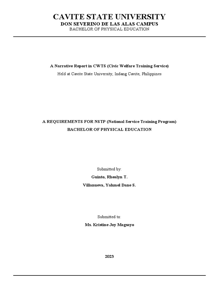 CWTS Narrative Report on Disaster Preparedness | PDF | Emergency ...