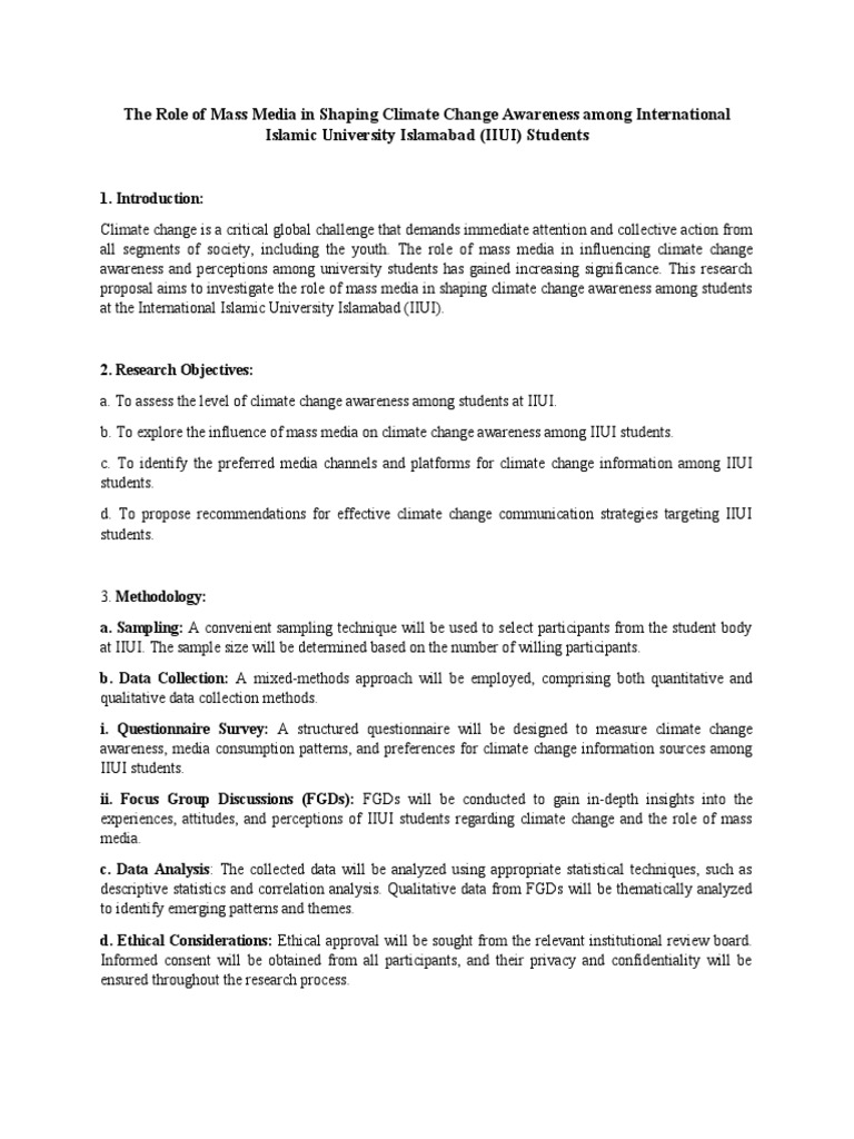The Role of Mass Media in Shaping Climate Change Awareness Among ... The Role of Mass Media in Shaping Climate Change Awareness Among ...