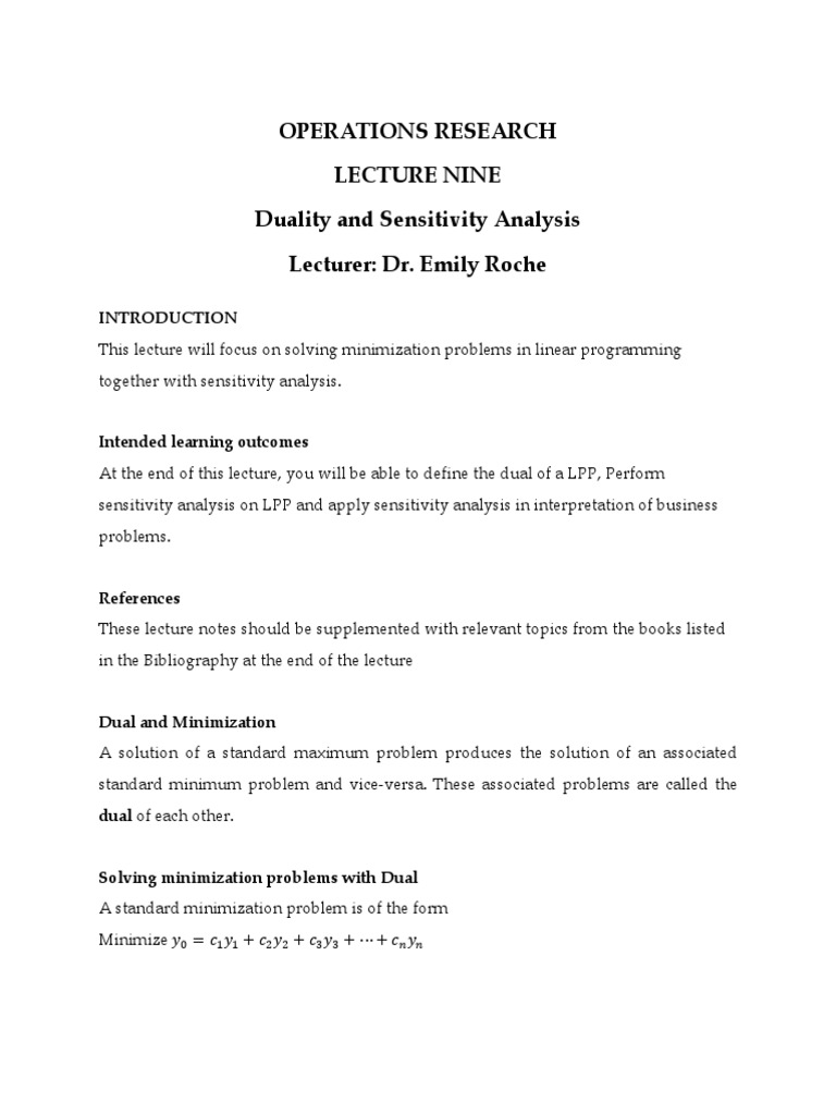 Dual and Sensitivity Analysis | PDF | Mathematical Optimization | Numerical Analysis