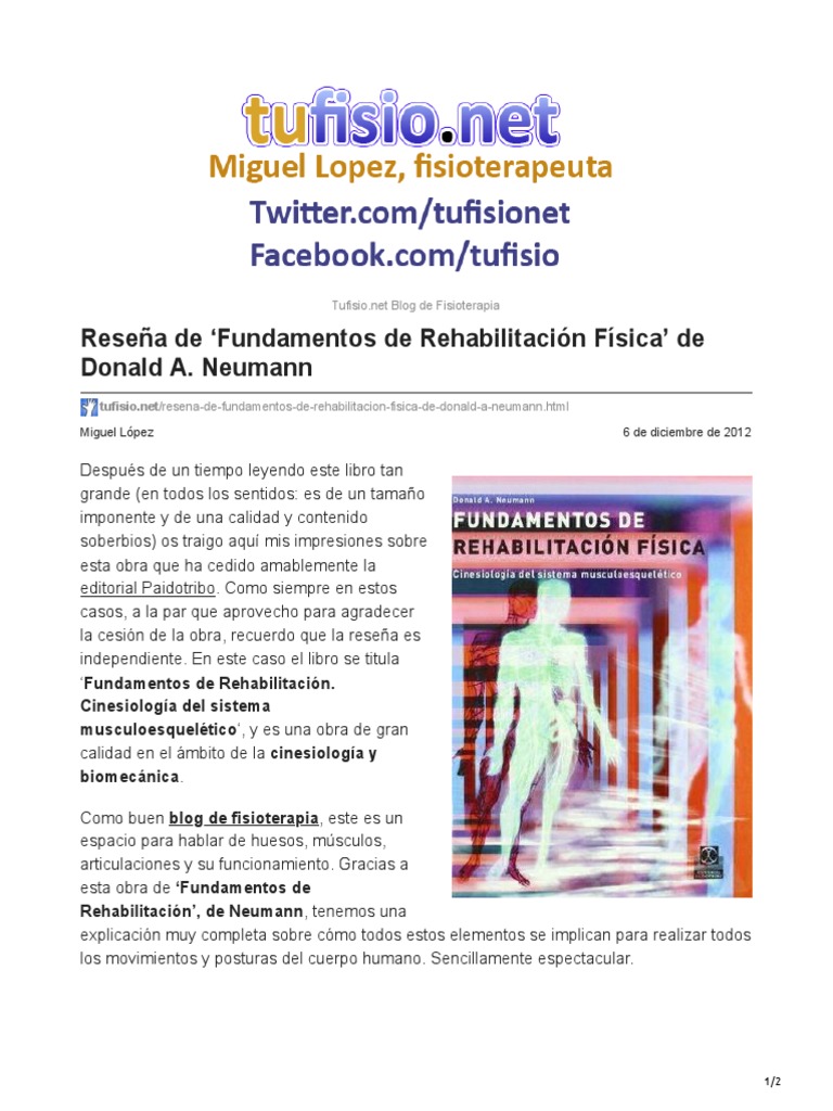 tufisio.net-Reseña de Fundamentos de Rehabilitación Física de Donald A Neumann | PDF | Terapia ...