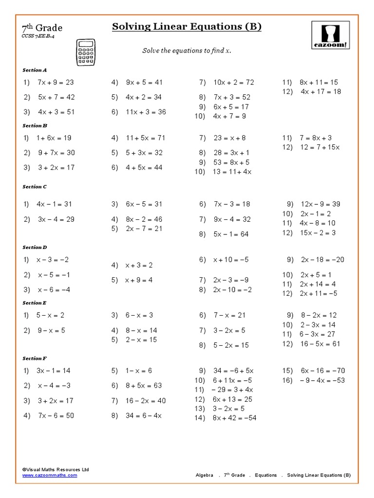 Algebra - Equations.Solving Linear Equations | PDF
