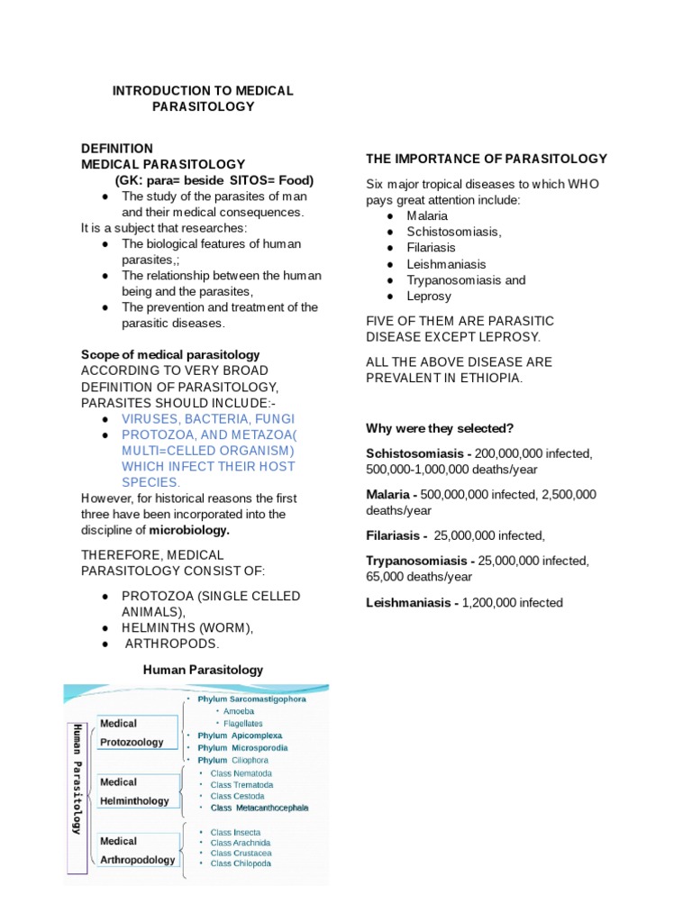 MEDICAL PARASITOLOGY Notes | PDF