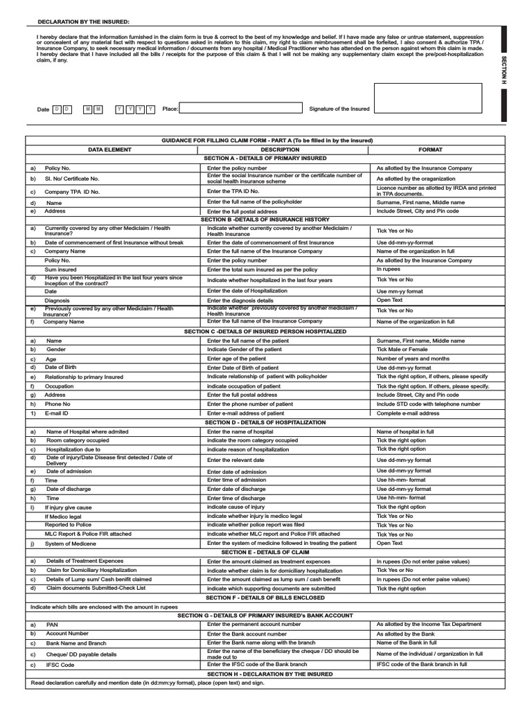 IRDA - Claim Form-2 | PDF | Insurance | Health Care
