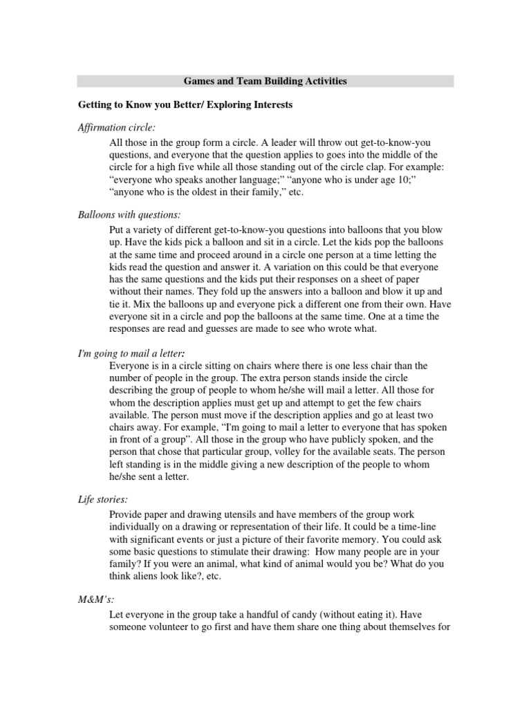 Engaging Team Building Activities | PDF | Sculpture | Leadership