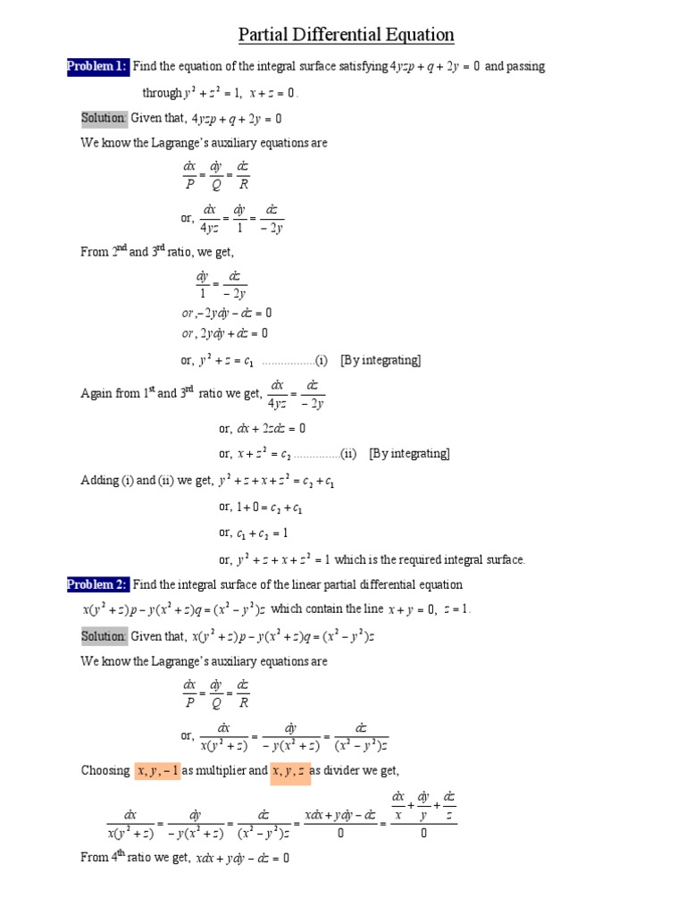 Lecture-2 Partial Differential Equation | PDF Lecture-2 Partial Differential Equation | PDF