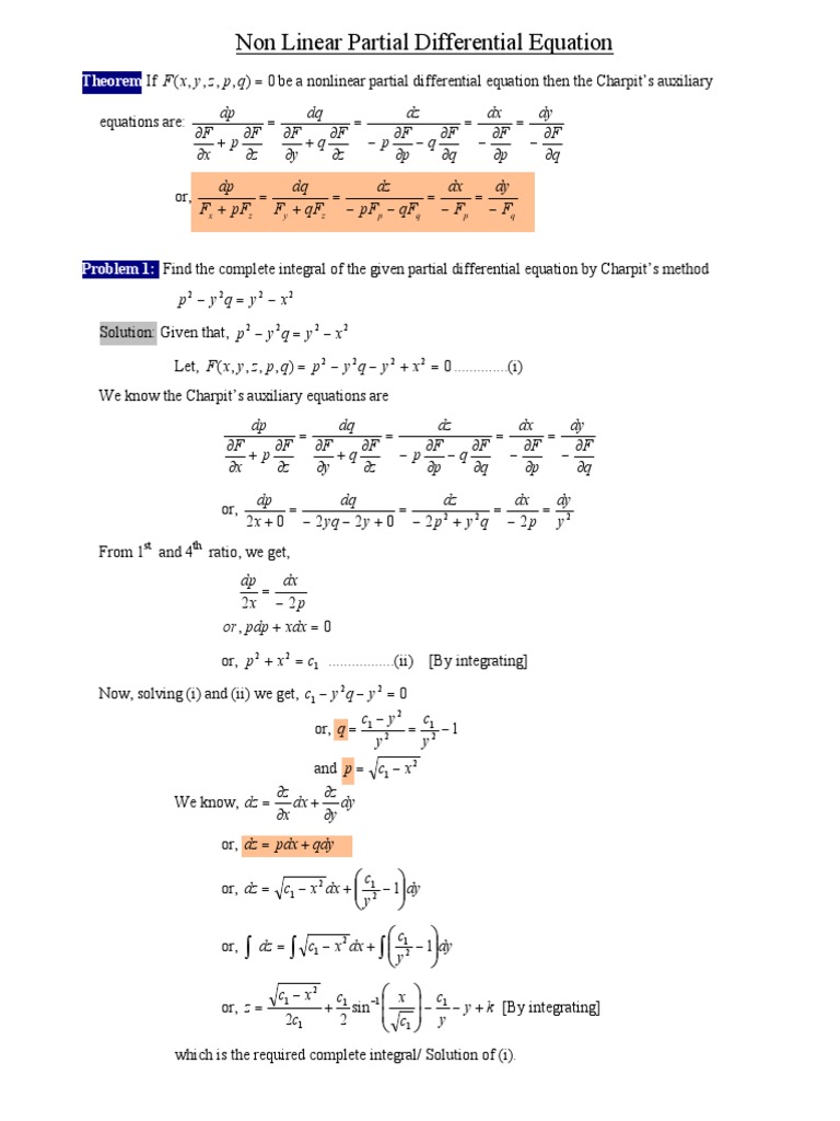 Lecture-3 Partial Differential Equation | PDF | Differential Equations | Nonlinear System