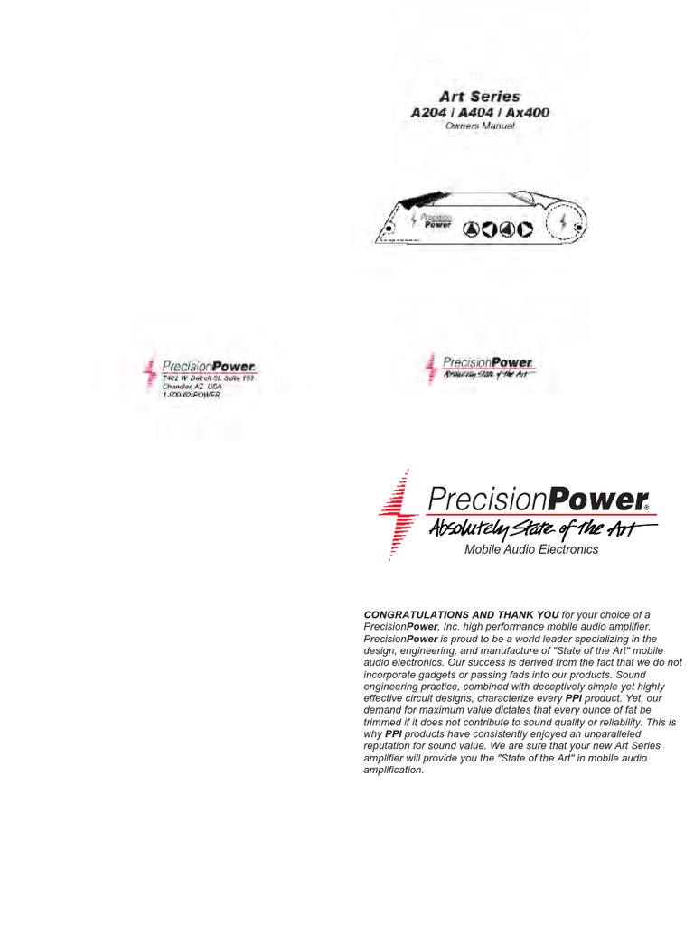 Precision - Power - Art Series A204, A404, AX400 Amplifiers | PDF