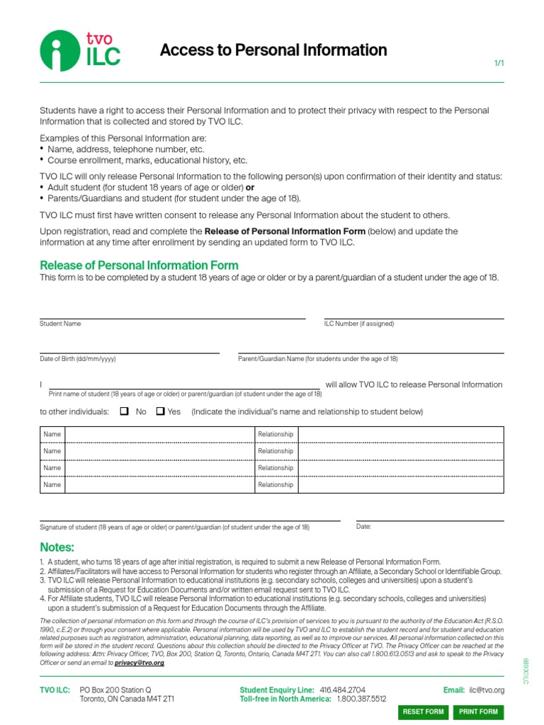 Access To Personal Information Form (1.1) | PDF