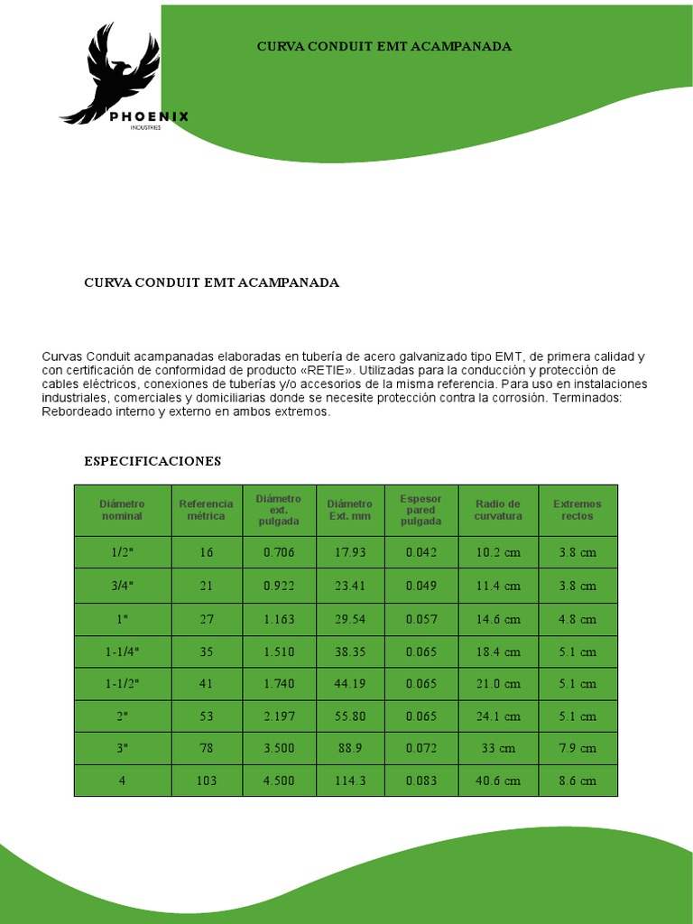 Ficha Tecnica Curva Emt Acampanado | PDF | Sector secundario de la economía | Ciencias fisicas