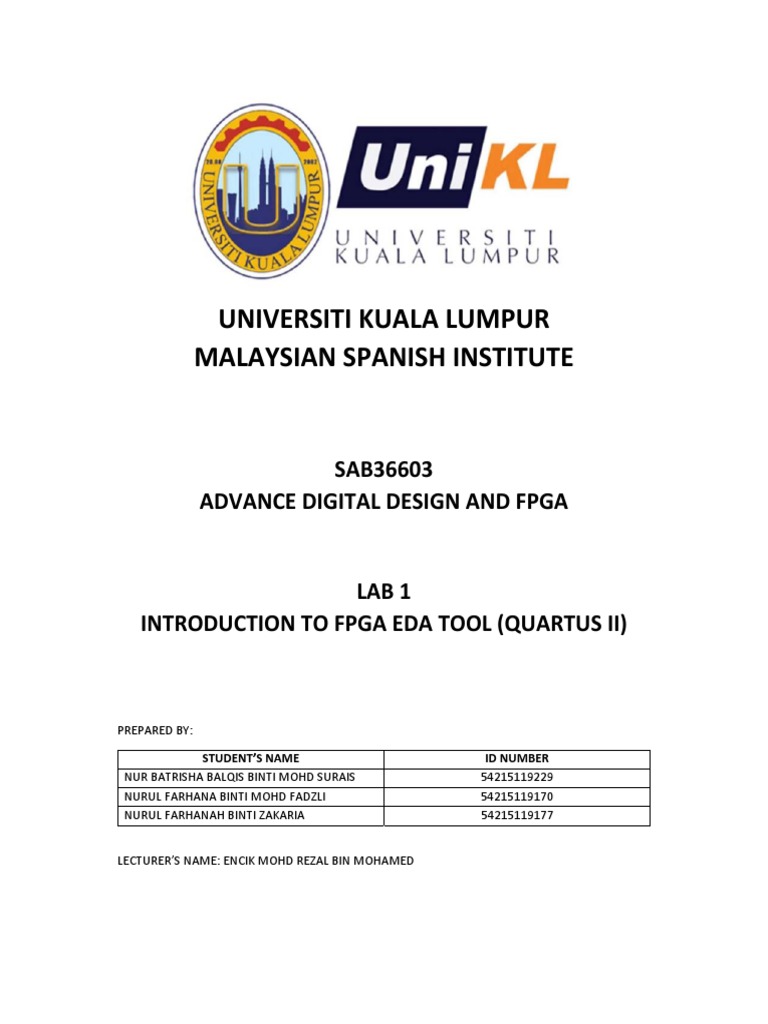 Lab 1 Fpga | Download Free PDF | Field Programmable Gate Array | Logic Gate