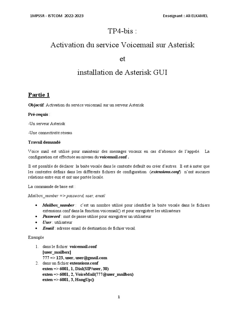 tp4-bis-VoiceMail Et AsteriskGUI | PDF | Logiciel utilitaire | Génie logiciel