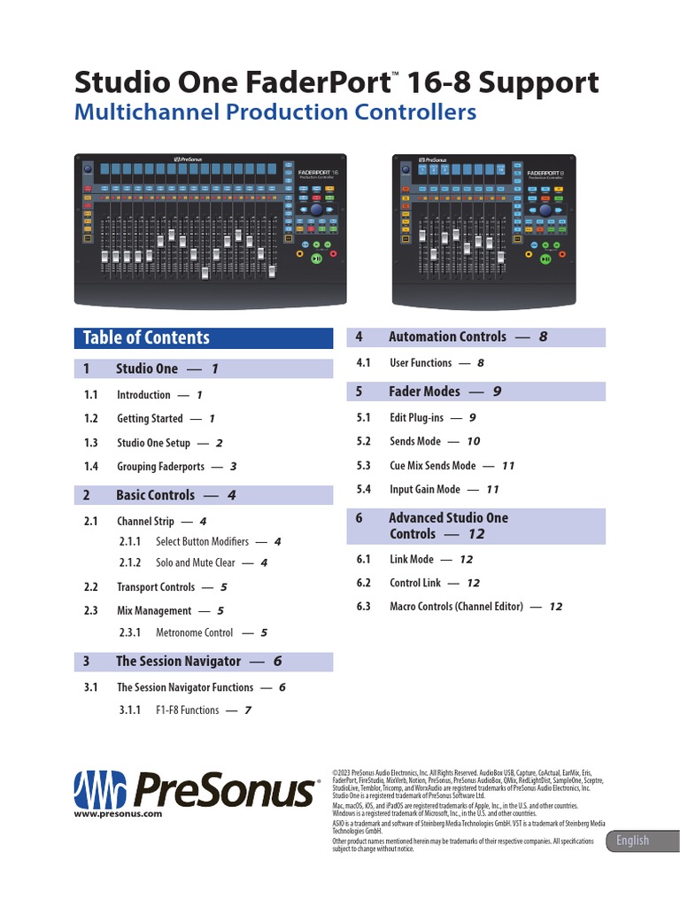 FaderPort Series - Studio One Guide | PDF | Information And ...