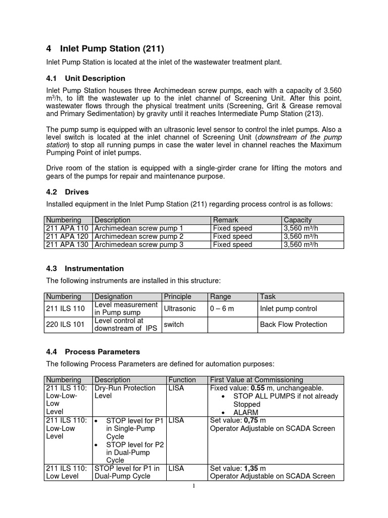 01-Inlet Pump Station | PDF | Sewage Treatment | Pump