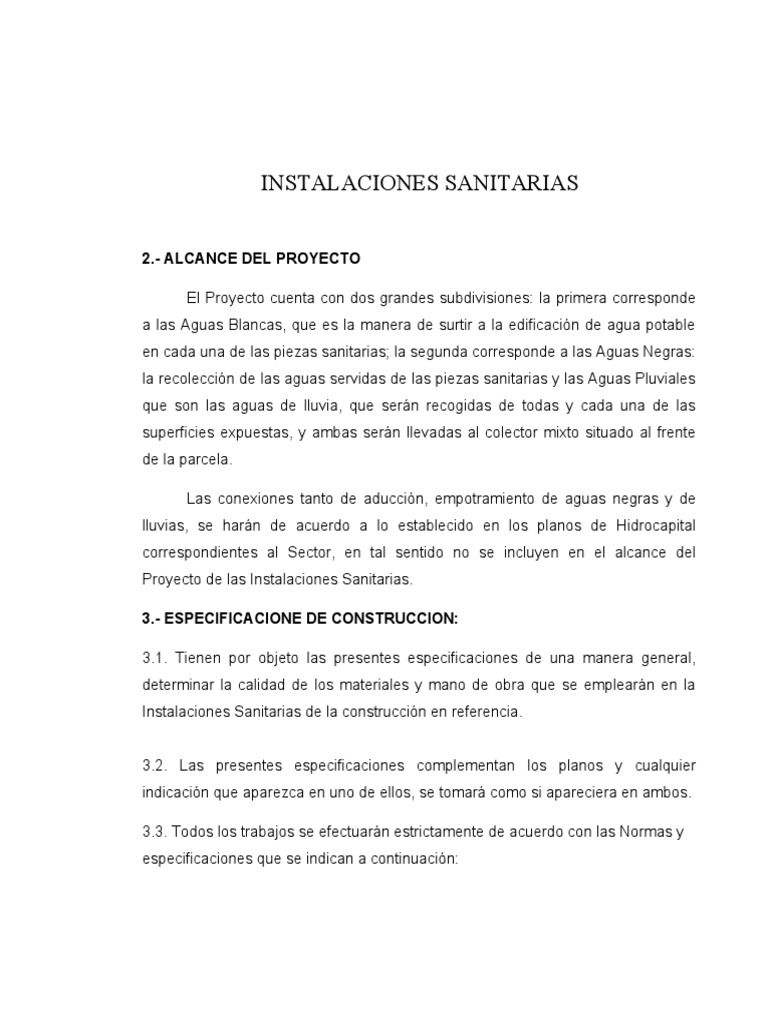 INSTALACIONES SANITARIAS Nuevo | PDF | Tubería (transporte de fluidos) | Colector de aguas pluviales