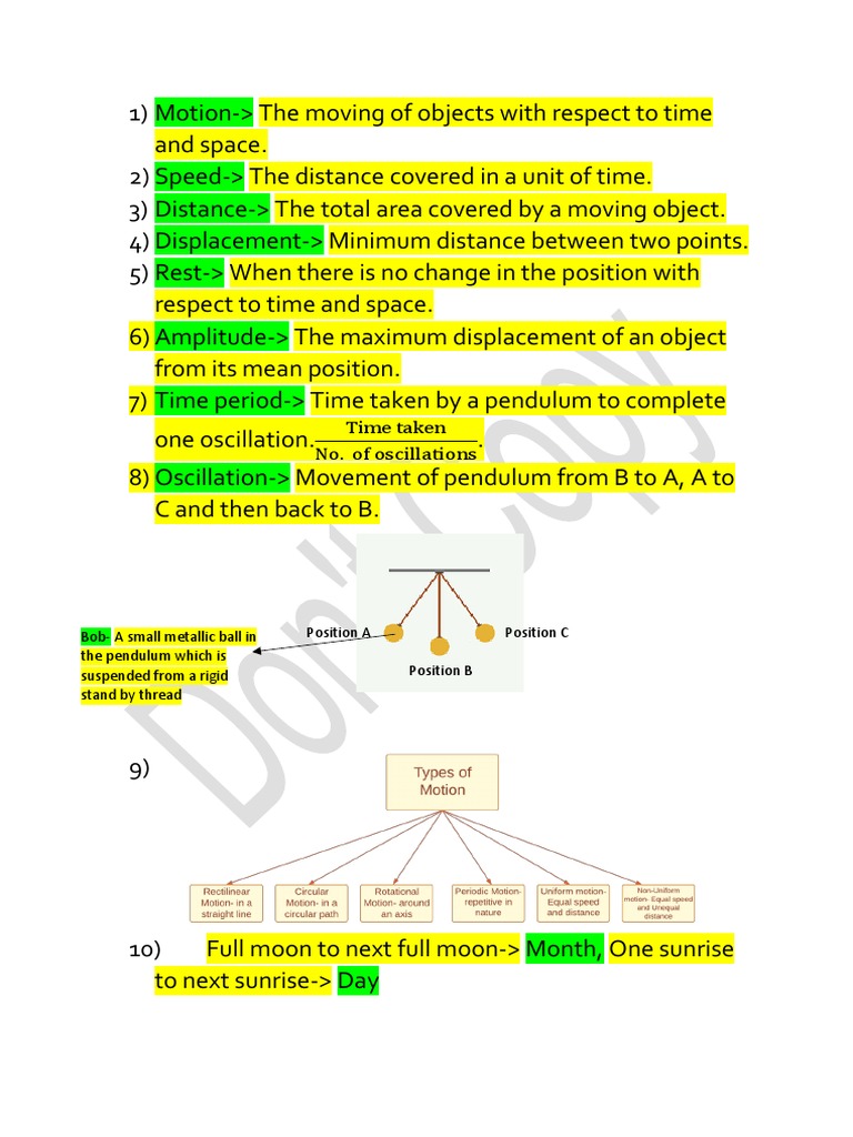 Class 7 Chapter 13 Motion and Time Notes | PDF | Pendulum | Time
