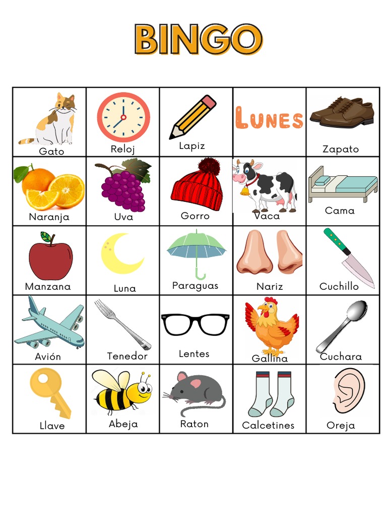Bingo de palabras para niños | PDF