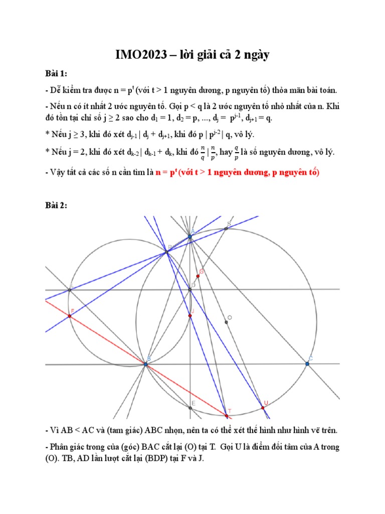 IMO2023 - Đáp Án - Đinh Vũ Tùng Lâm (Cập Nhật Cả 2 Ngày) | PDF