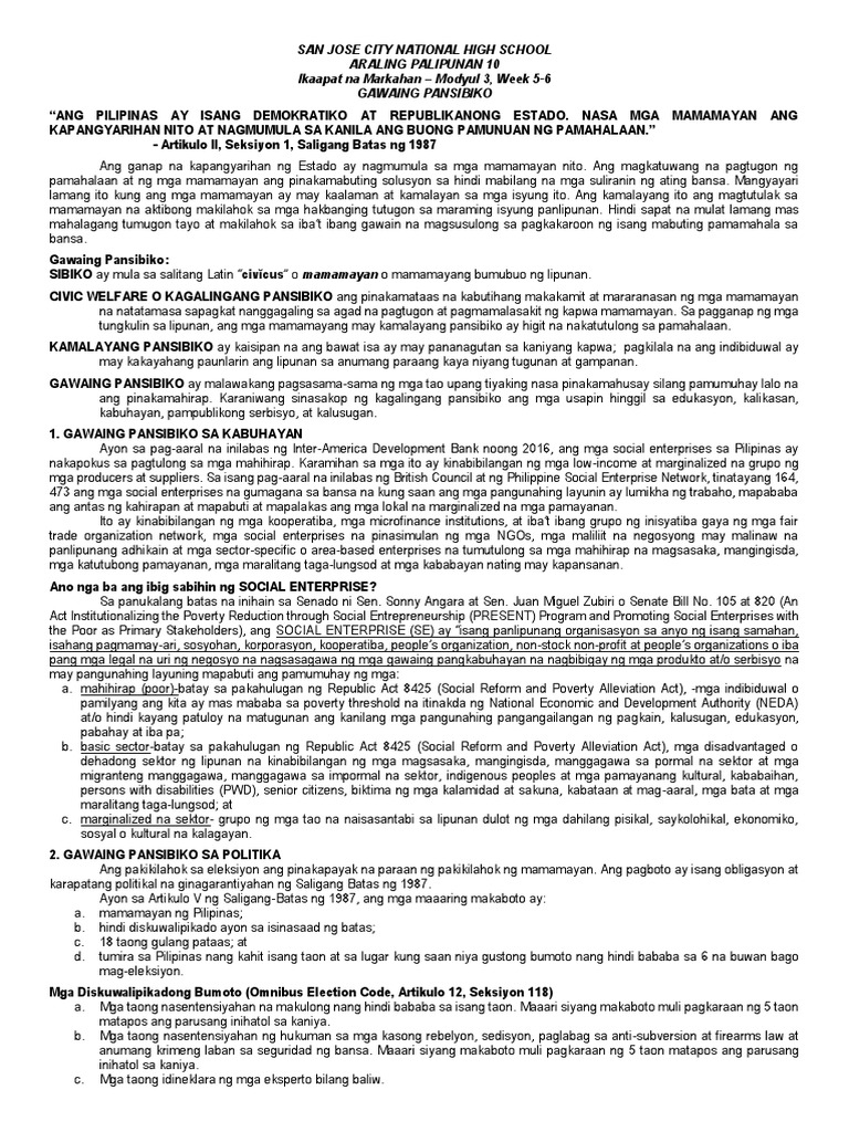 Modyul 3 AP10 Wk3 | PDF