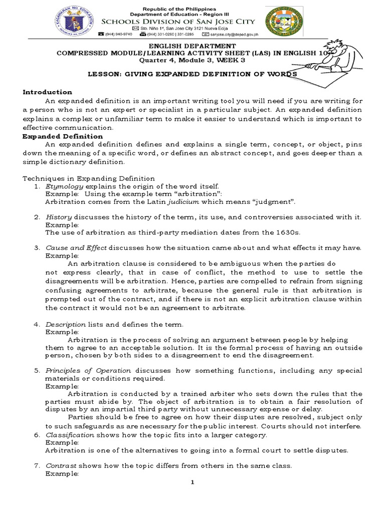 Expanded Definitions in English 10 | PDF | Arbitration | Analogy