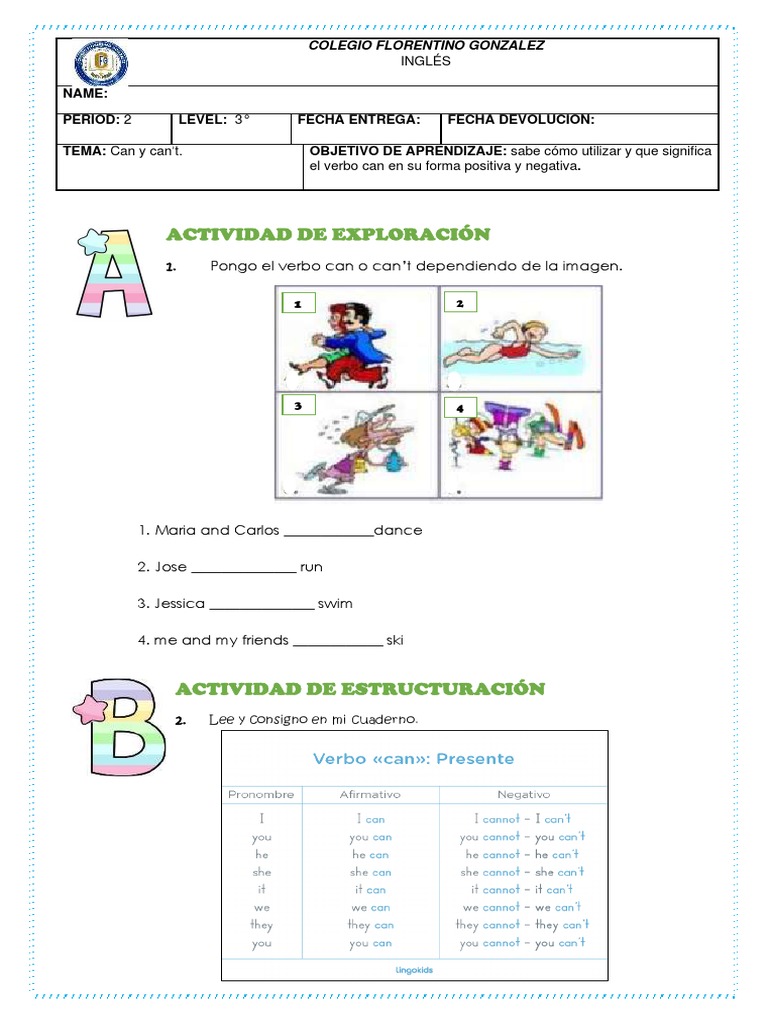 Verbo Can y Can't | PDF