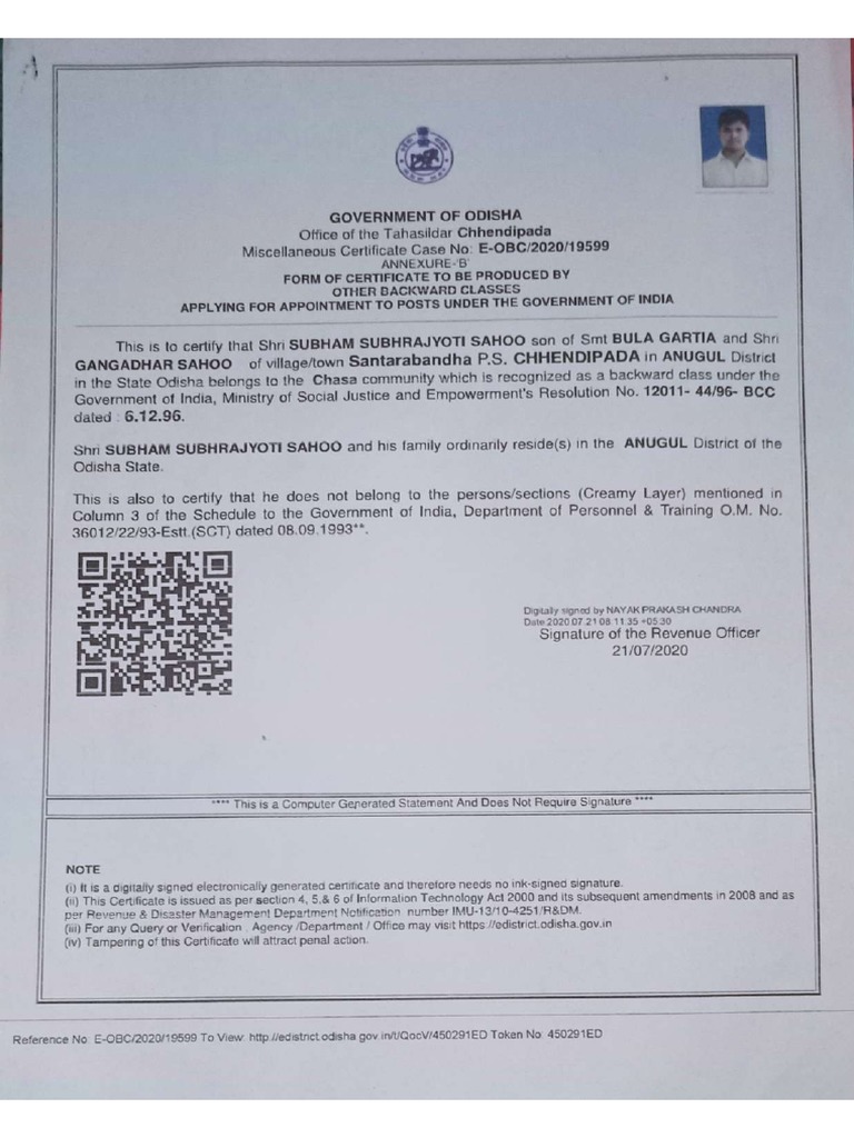 Caste Certificate | PDF