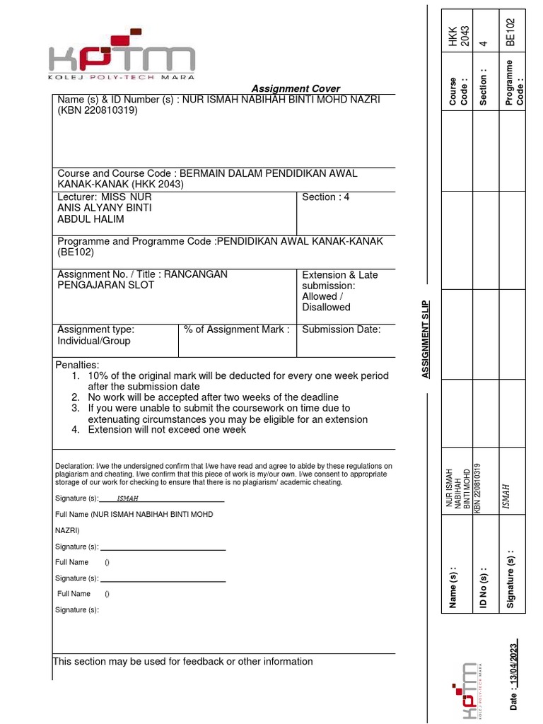 LAPORAN RANCANGAN PENGAJARAN SLOT HKK 2043 | PDF | Human Communication