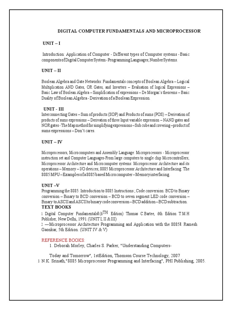 Digital Computer Fundamentals And Microprocessor Pdf Central Processing Unit Computer Data