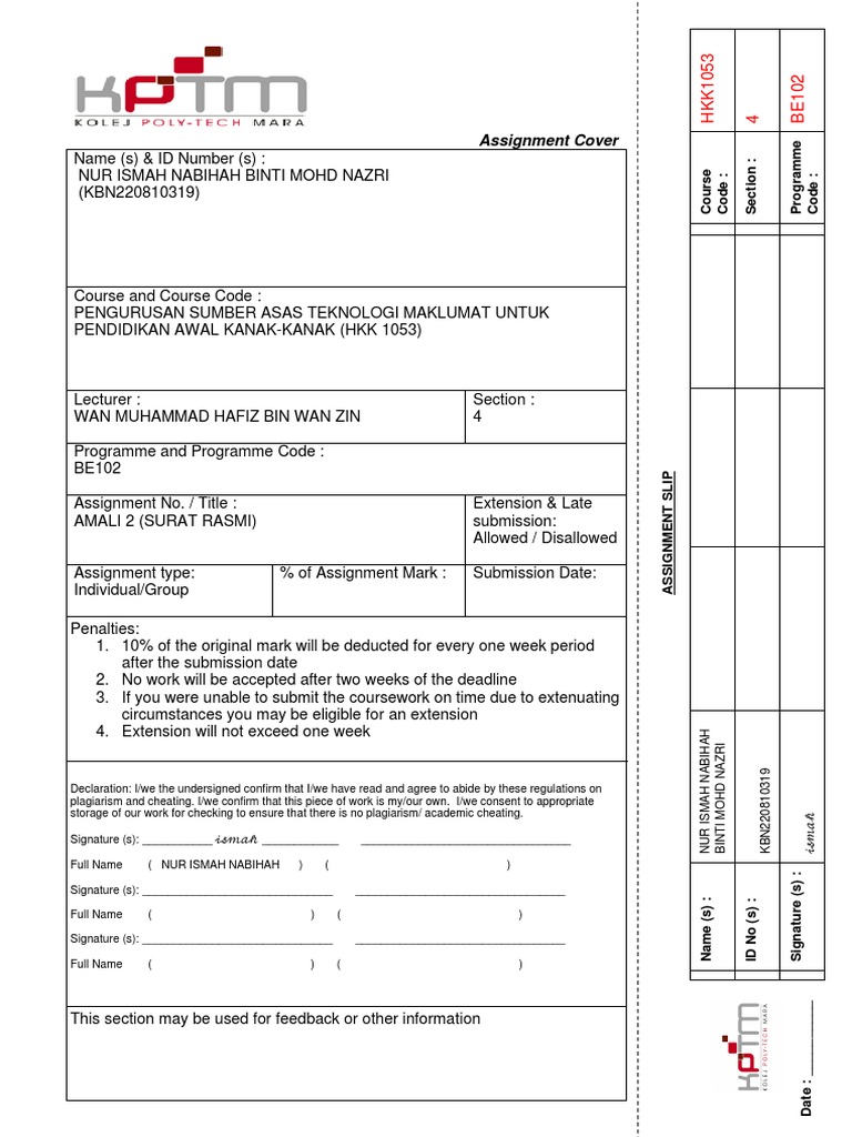 Assignment Cover | PDF