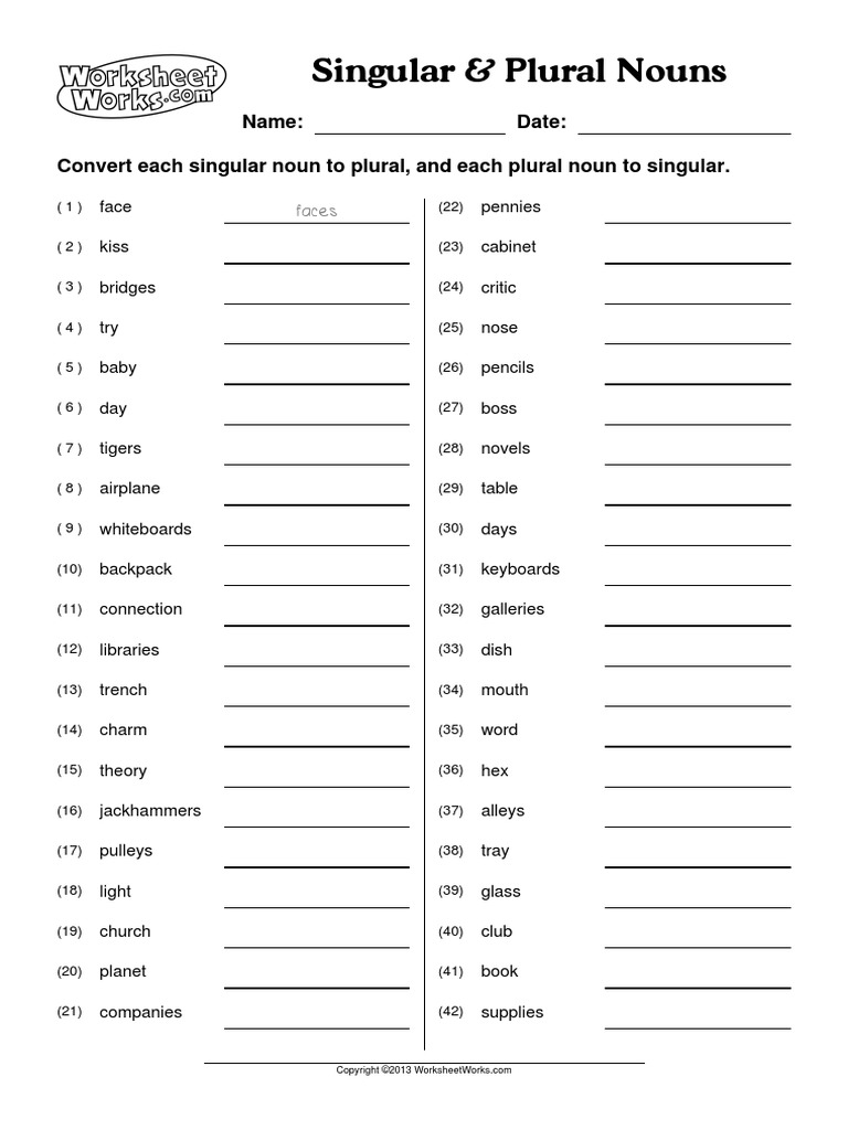 WorksheetWorks Singular Plural Nouns 1 | Download Free PDF | Language ...
