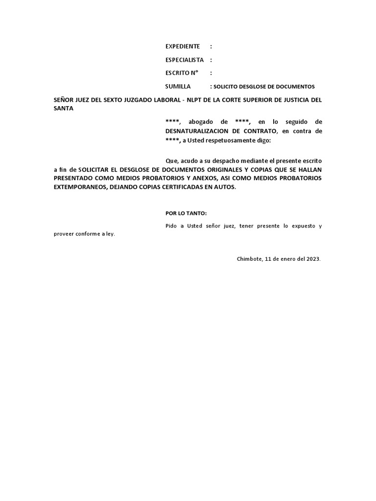 Solicito Desglose de Documentos | PDF