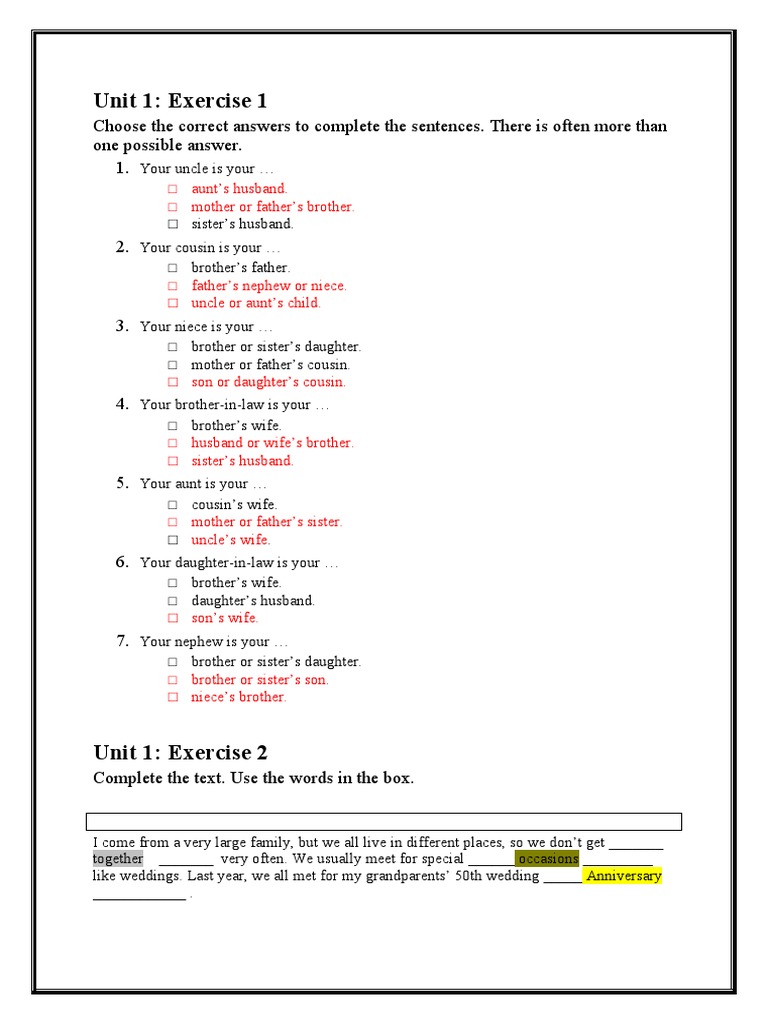 Unit 1 - Grammer - Vocabulary | PDF