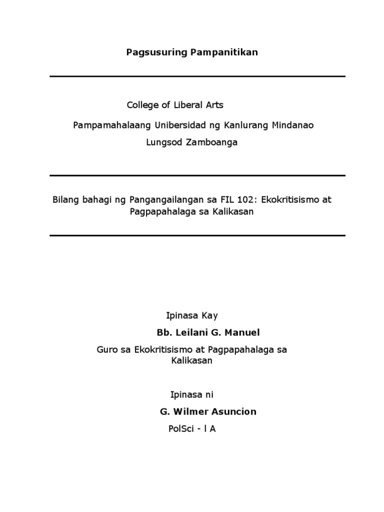 Pagsusuring Pampanitikan FIL 102 3 | PDF