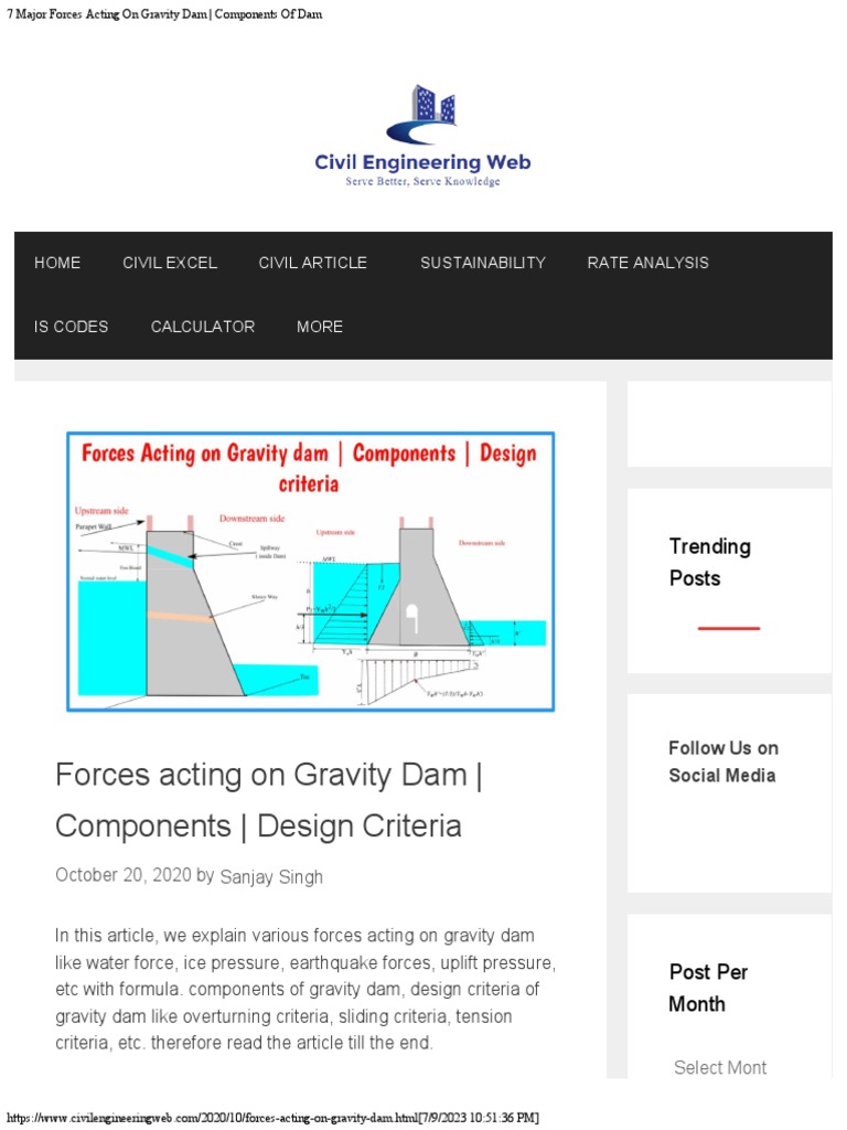 Gravity Dam Forces & Components | PDF | Dam | Spillway