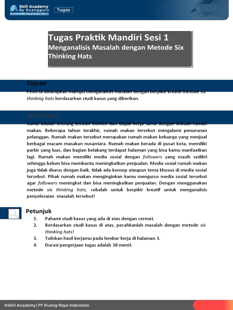 TPM1 Menganalisis Dengan Six Thinking Hats - (Dewi Astuti) | PDF | Karier & Perkembangan