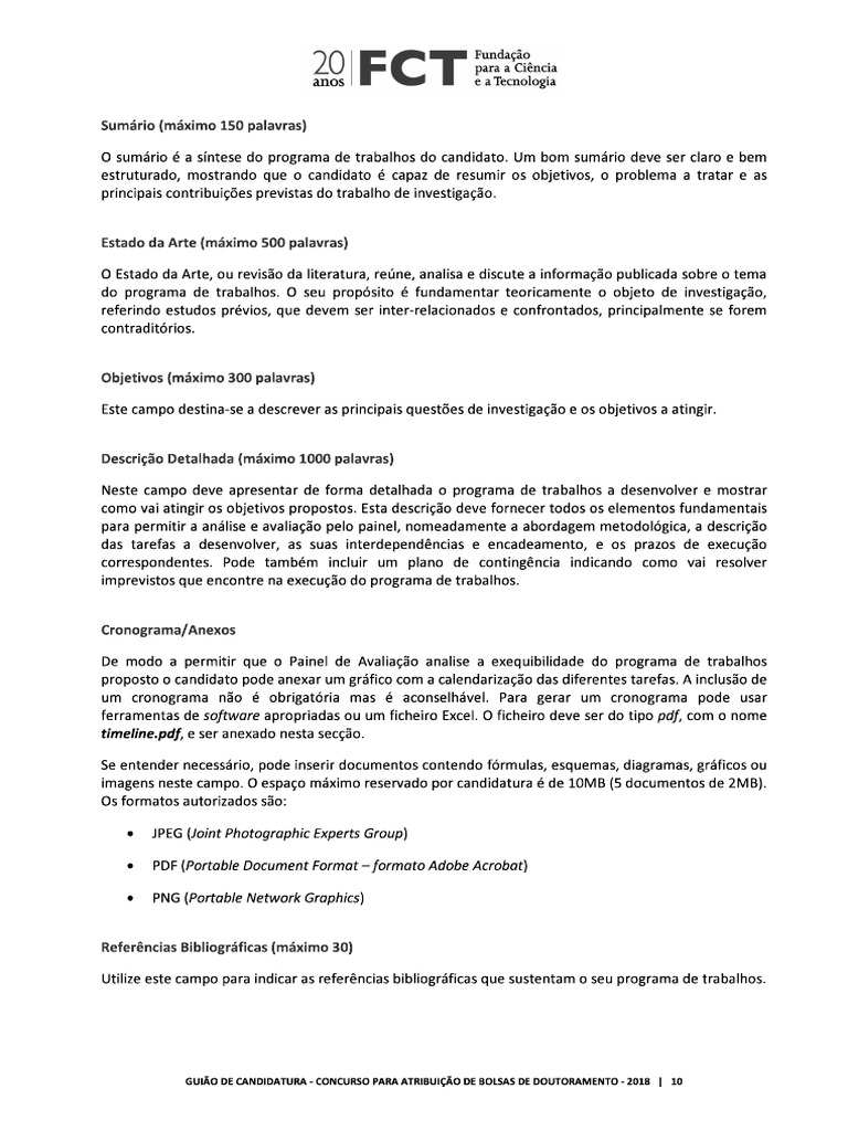 Guia de Elaboração do Projeto - FCT (2) | PDF