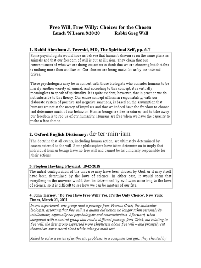 Free Will, Free Willy 1 | PDF | Science & Mathematics