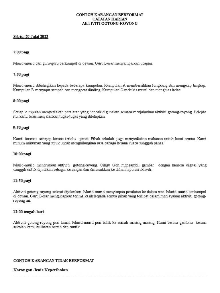 CONTOH KARANGAN GOTONG-ROYONG | PDF