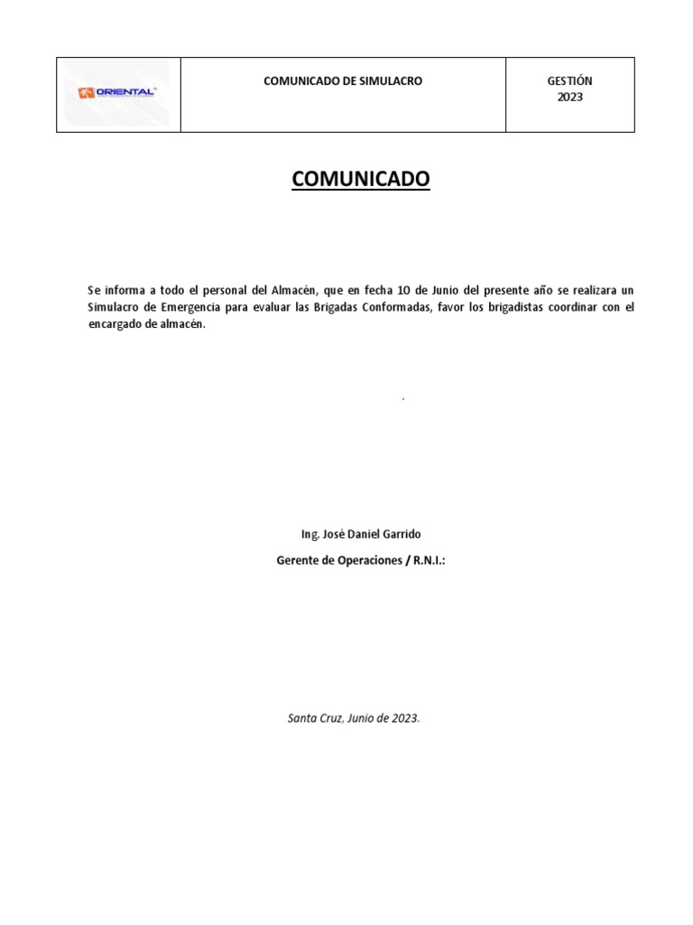 Aviso de Simulacro | PDF Aviso de Simulacro | PDF