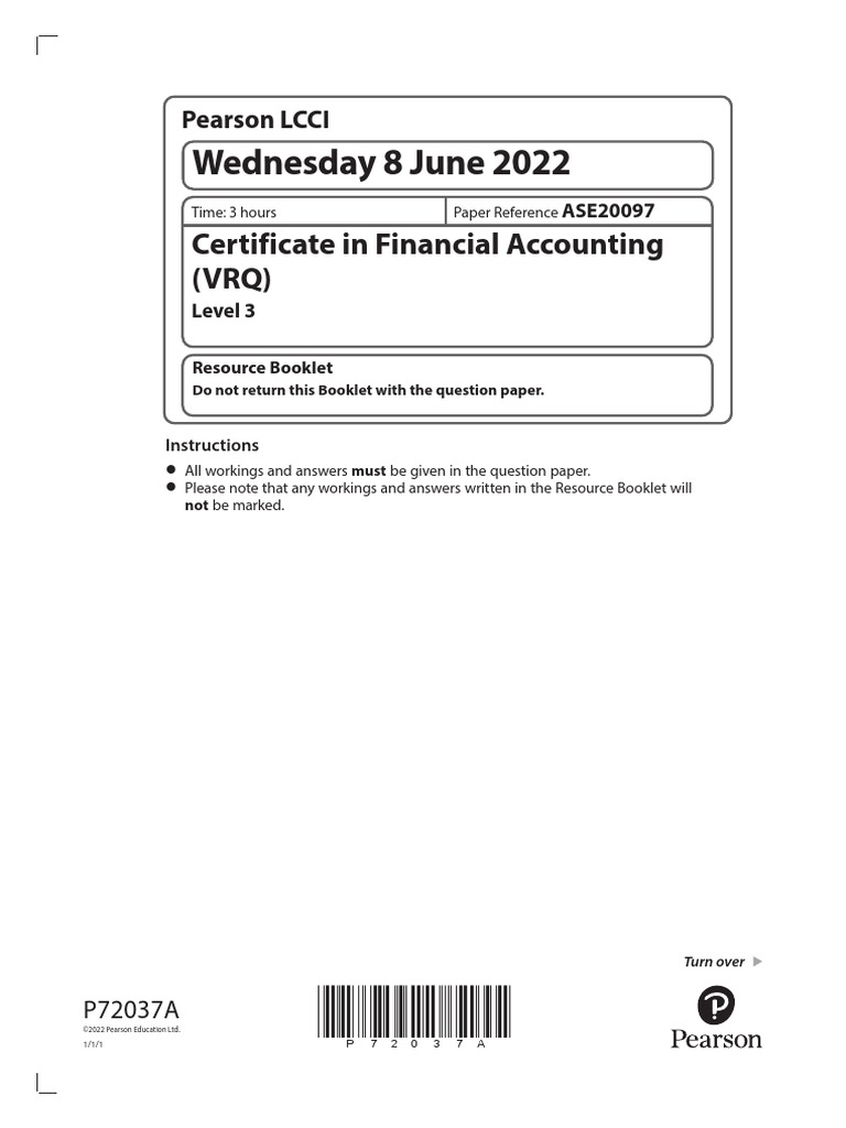 p72037 Lcci Level 3 Certificate in Financial Accounting Ase20097 RB | PDF