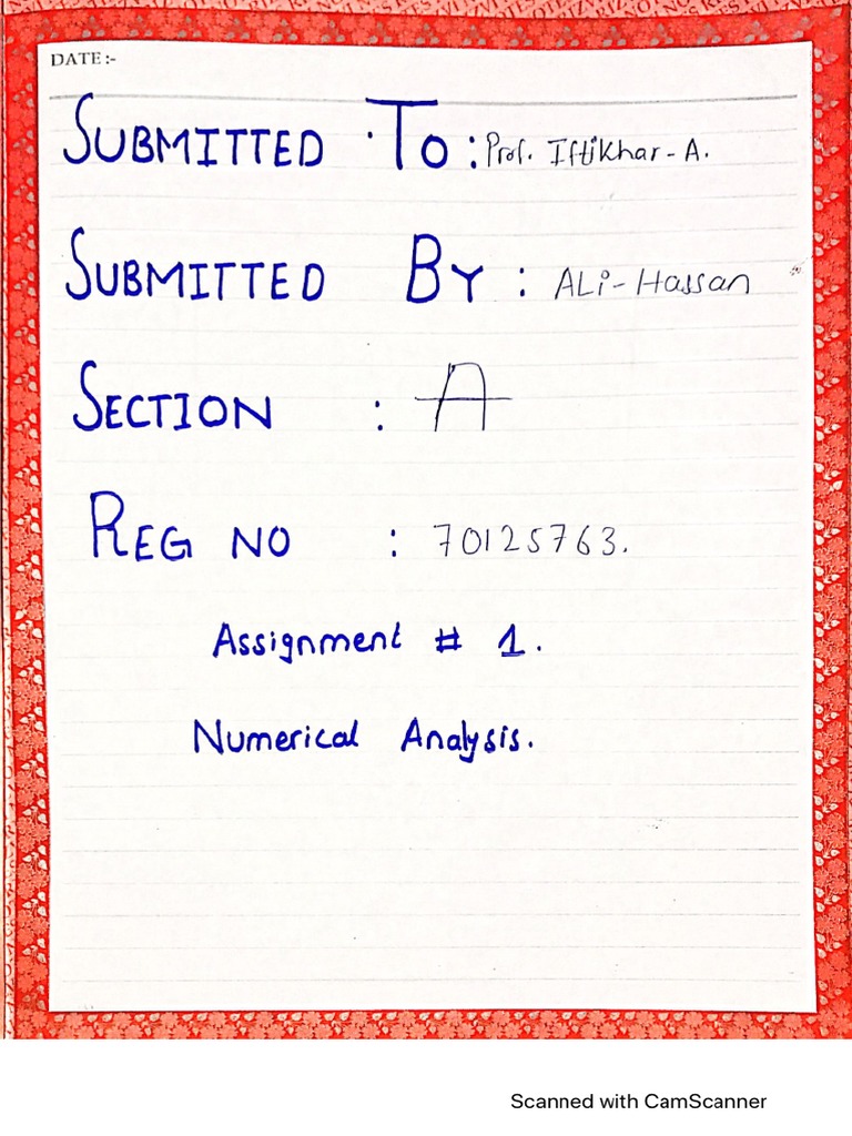 Numerical Anaylsis Assignment | PDF