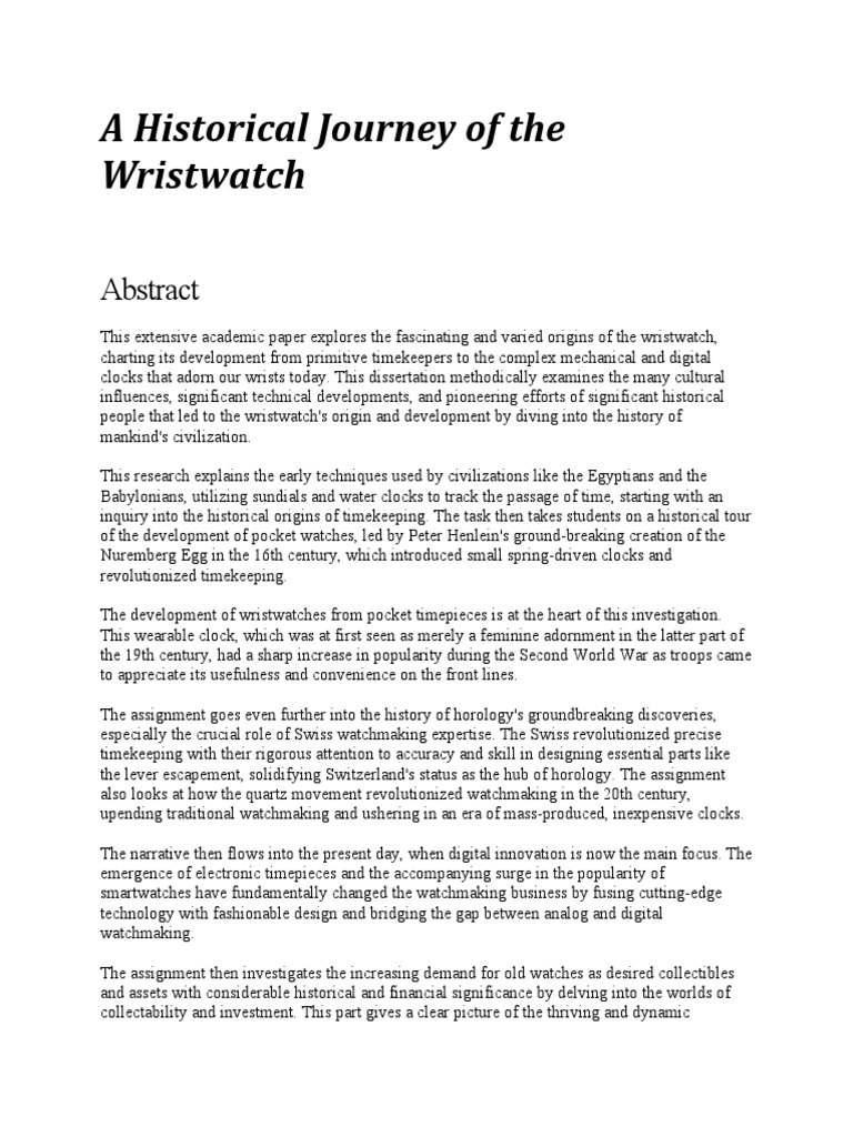 History of Wristwatch | PDF | Watch | Clock