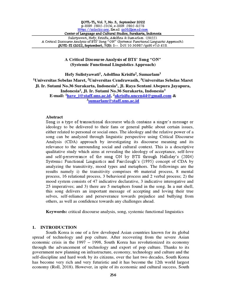 BTS' "ON": A Linguistic Analysis | PDF