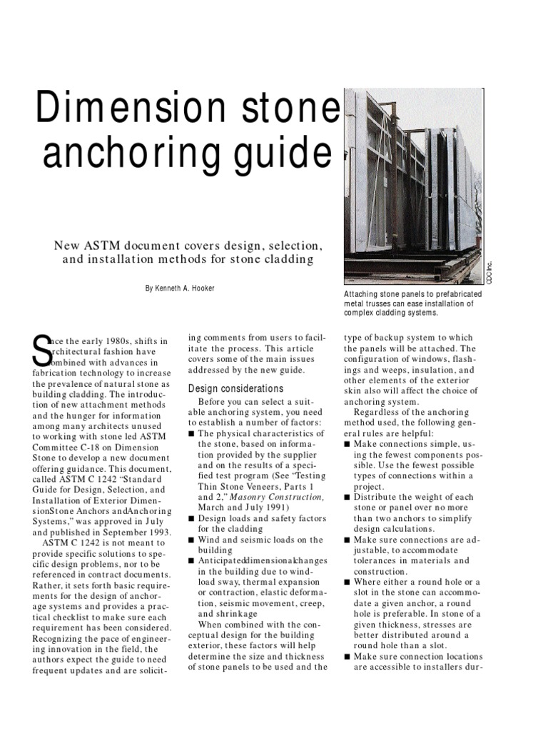 ASTM C 1242: Stone Cladding Guide | PDF | Anchor | Masonry
