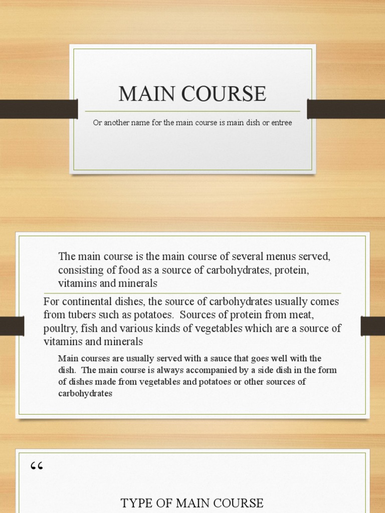 Main Course Types and Presentation | PDF | Lamb And Mutton | Poultry