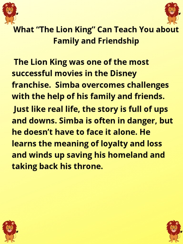 What "The Lion King" Can Teach You About Family and Friendship | PDF ...